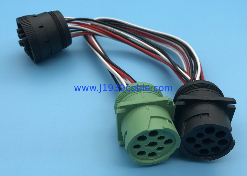 Deutsch 9-Pin J1939 Female to Dual J1939 Male with Square Flange Split ...