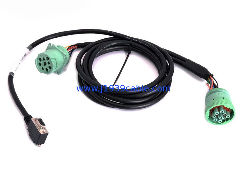 Deutsch 9 Pin J1939 Female to Right Angle HD15 Pin Female and J1939 ...