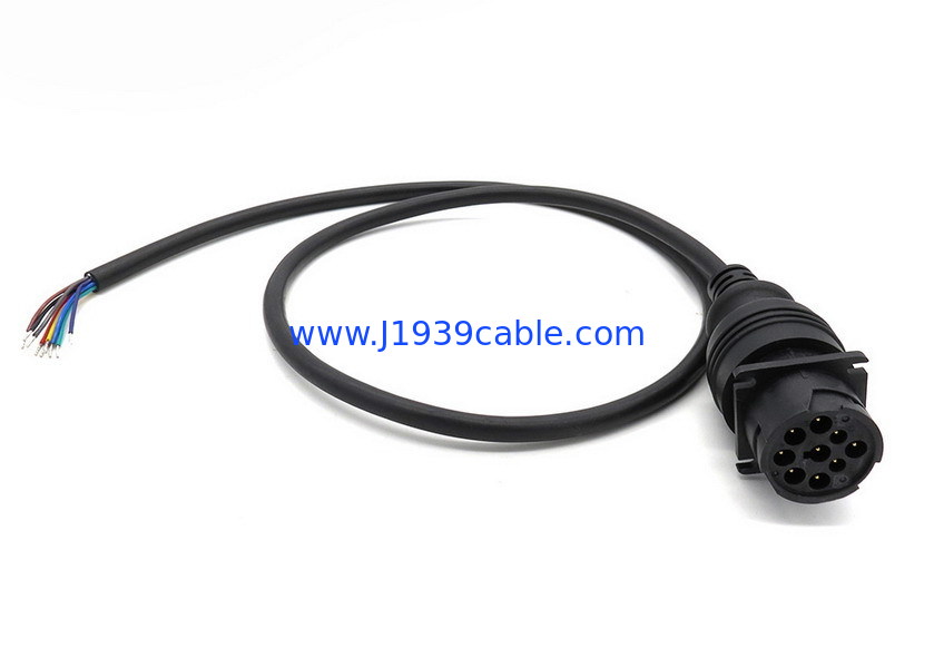 Deutsch 9-Pin J1939 Male with Square Flange to Open End CAN Bus Cable