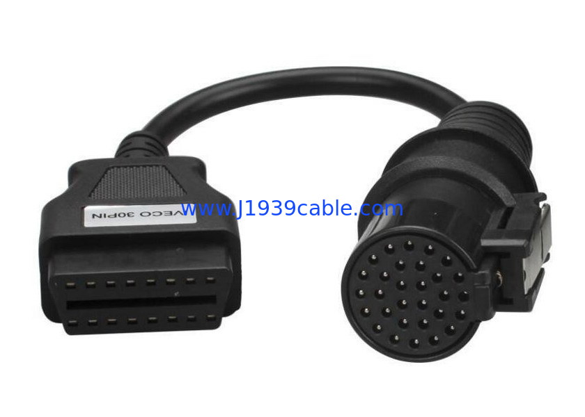 OBD2 OBDII 16 Pin J1962 Female to Iveco 30 Pin Male Connector Cable