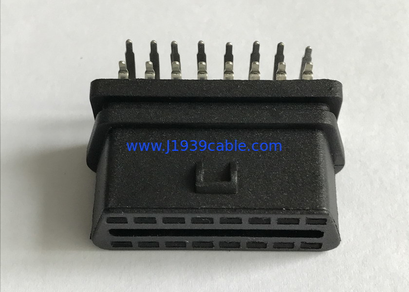16 Pin J1962 OBD2 OBDII Female Connector with Right Angle 90 Degree Pins