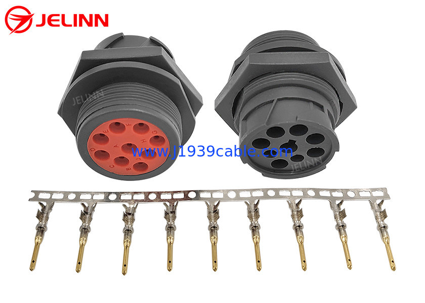 Threaded Type 1 Deutsch 9 Pin J1939 Male Plug Connector with 9 Pins
