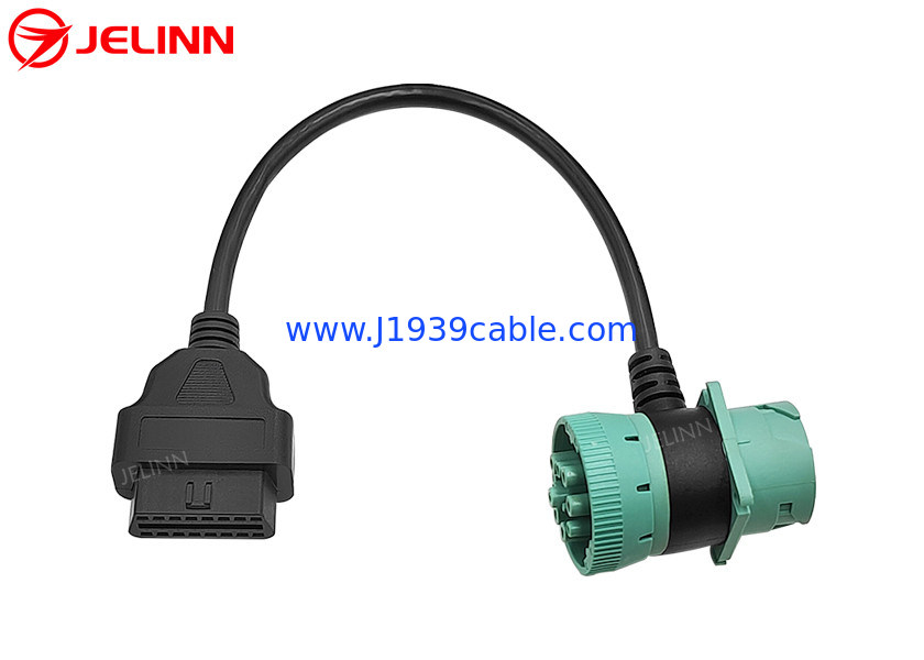 Green Deutsch J1939 9Pin Male Female Connector Pass-through to OBD2 ...