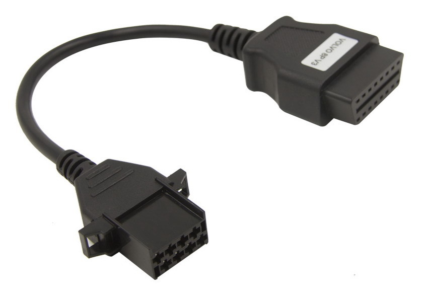 OBD2 OBDII 16 Pin J1962 Female to Volvo 8 Pin OBD1 Connector Cable
