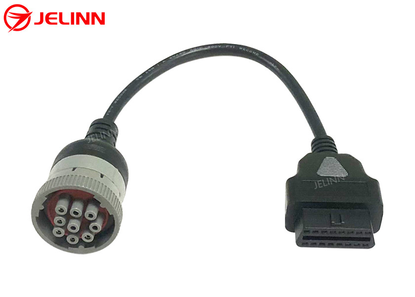 Gray CAT 9 Pin to OBD 2 OBD2 16 Pin Cable for Caterpillar