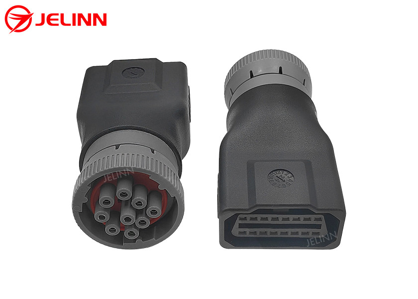 CAT Gray J1939 9 Pin to OBD 2 OBD2 16 Pin Adapter for Caterpillar Excavator