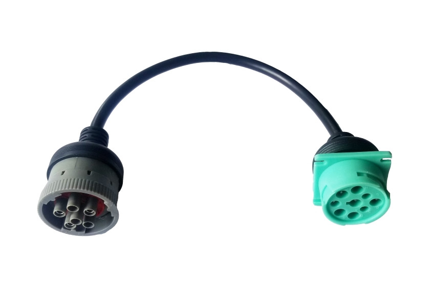 Green Deutsch 9-Pin J1939 Male to 6-Pin J1708 Female CAN Bus Cable