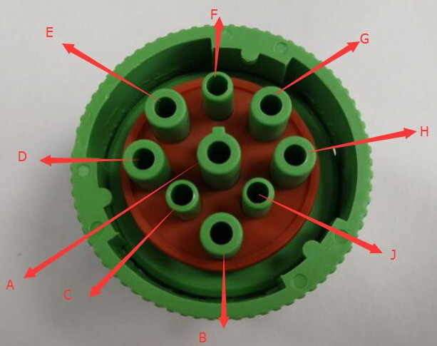 Green Type 2 Deutsch 9 Pin J1939 Female Connector with 9 Terminals